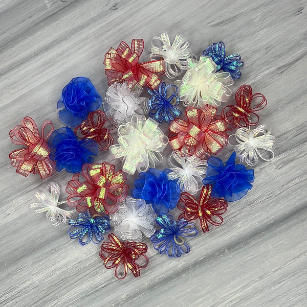 Patriotic - Pixie and Puff Collection - 24 Medium Bows – Bardel Bows